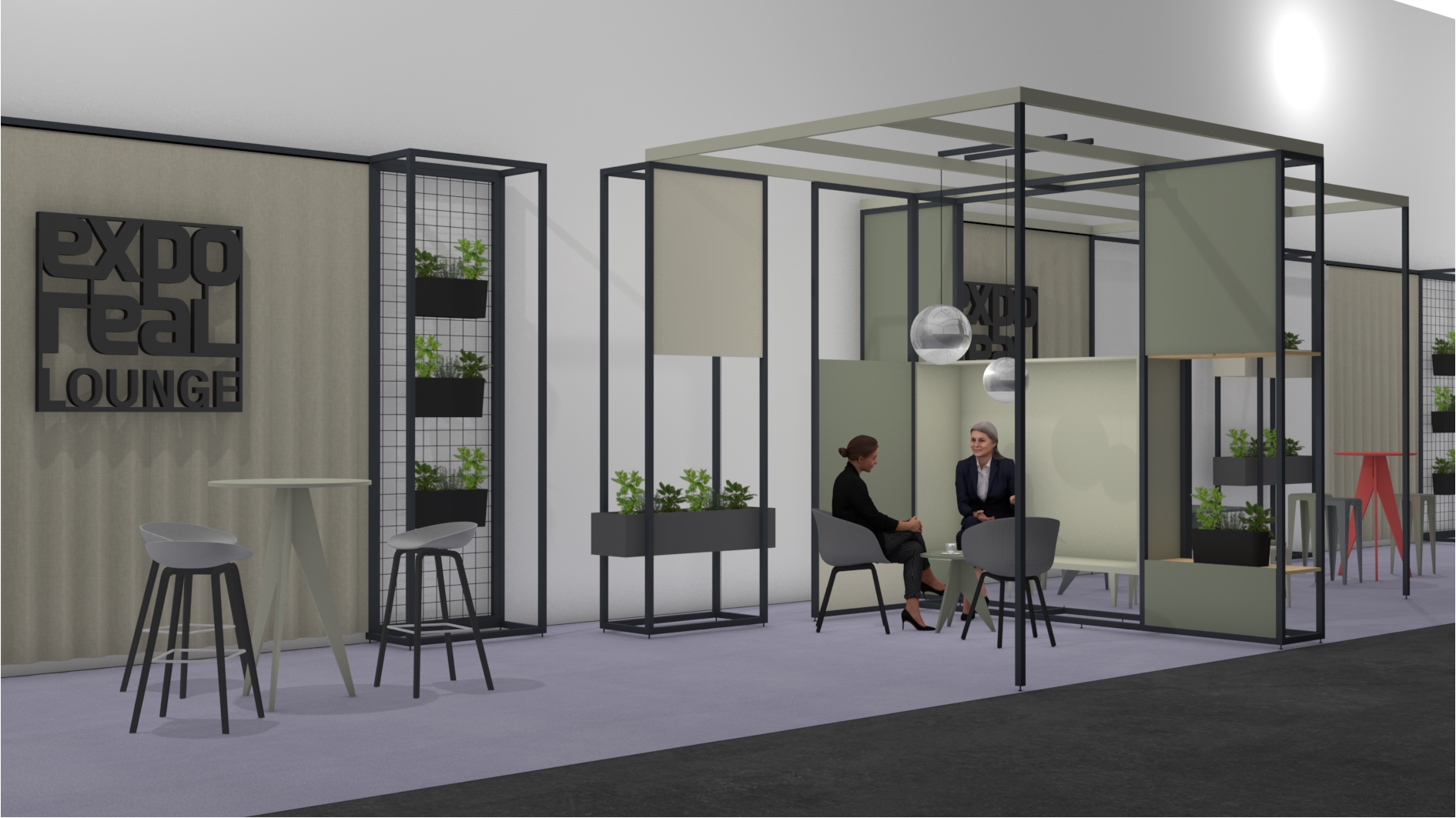 meplan mit zirkulärem Messebausystem woodï auf der EXPO REAL 2023 - meplan